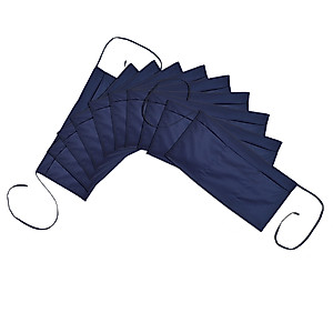 DALIX 24" Large Aprons Bartender Money Kitchen Restaurant Waist Bib Apron (3 Pockets) Navy Blue (10 Qty Pack)