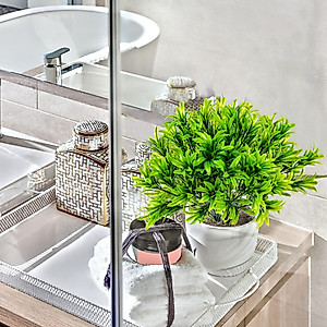 Ouddy Decor 6 Bundles Artificial Greenery Stems Mixed Fake Plastic Plants Eucalyptus Rosemary Faux Magnolia for Outdoor Indoor Garden Home Window Box Decor