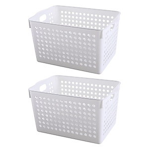 Operitacx 2pcs Box Storage Basket Plastic Storage Bins Woven Storage Baskets Toiletry Containers Files Desktop Organizing Box Desktop Sundry Case Plastic Box Storage Holder Cosmetic Box A4