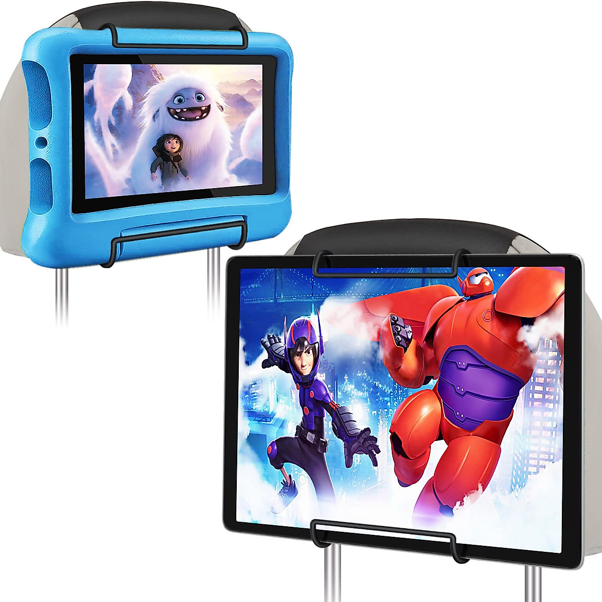 FANGOR 𝟮𝟬𝟮𝟯 𝗨𝗽𝗴𝗿𝗮𝗱𝗲𝗱 2 Pack Tablet Holder for Car, Compatible with 7-9" Kids Tablet/Kindle Fire Hd with a Protective case and 10-12.9” iPad Pro Air/Other Tablets