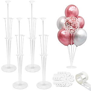 Balloon Stand kit 4 Sets 10 Pcs Balloon Arch Kit Balloon Sticks with Base Balloon Tape Balloon Arch Stands for Table Floor Party Decorations Halloween Table Centerpiece Decor Fall Wedding Birthday