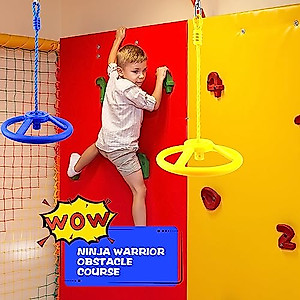 Rcanedny 4 Pack Ninja Wheel Swing Spinning Steering Wheel Swings Playset Accessories for Kids Adult Outdoor Playground Swingset Backyard Gym Obstacle Course