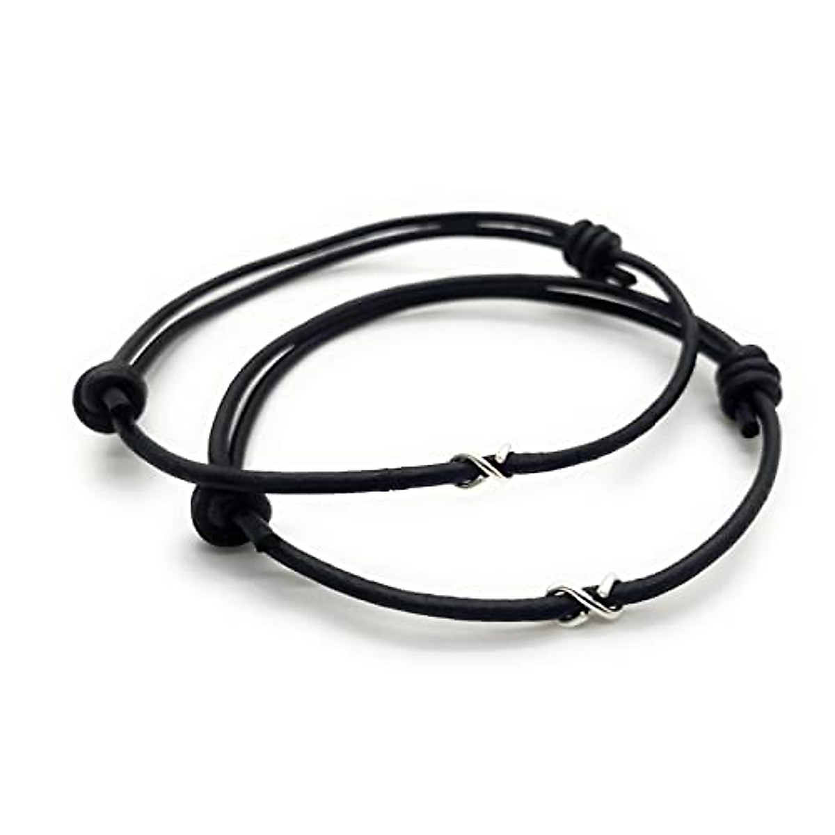 Matching Couple Infinity Bracelets - Vows of Eternal Love, Leather Bracelet, His and Hers San Valentines Gift, Men Women Love Gifts, Best Friend Accessories, Pulseras Para Parejas (Silver)