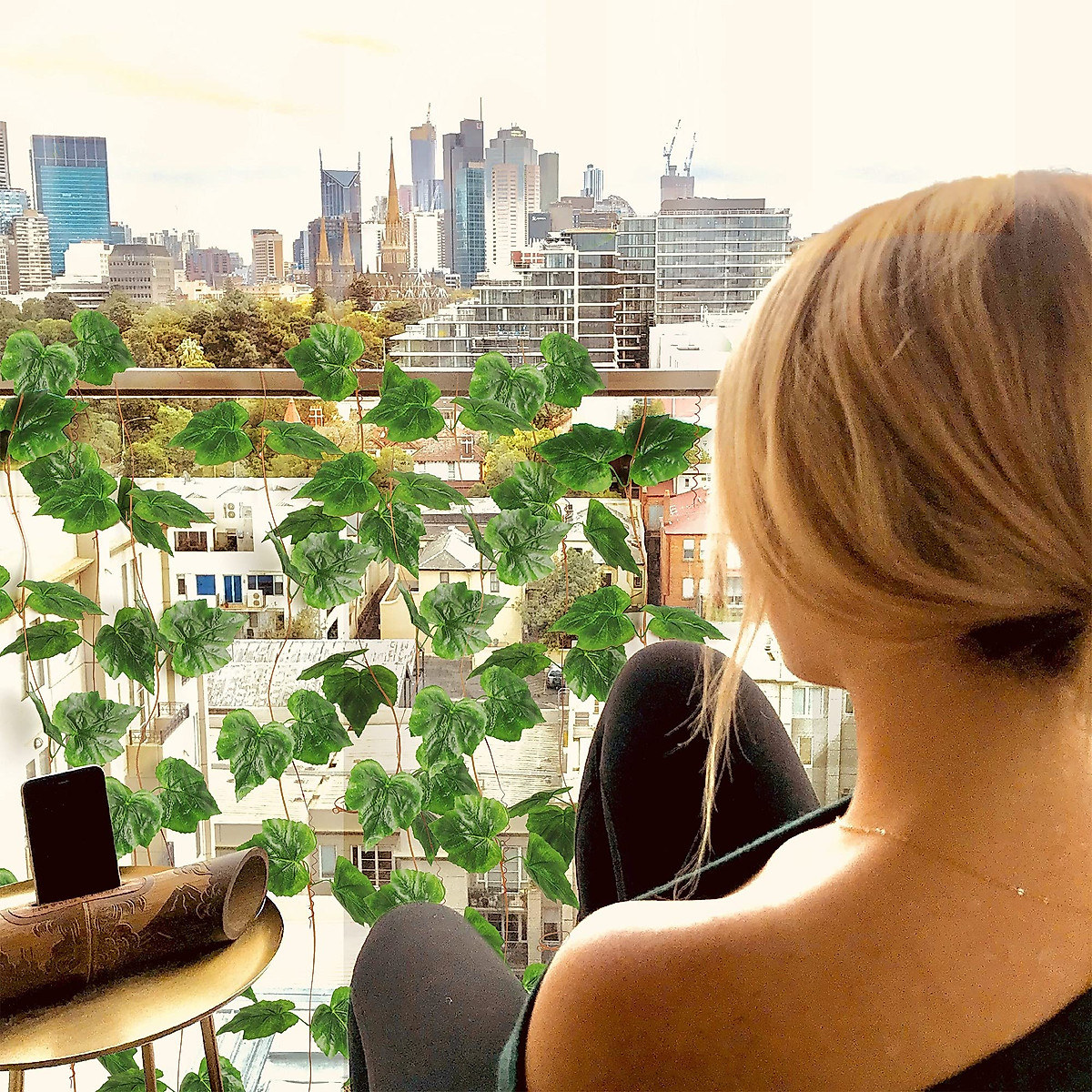 Grand Verde Grape Vines Artificial Ivy Hanging Greenery Garlands Silk Leaves Green Faux Foliage Decoration Bulk DIY Crafts Home Decor Indoor, 5 Strands