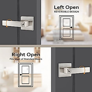 Bonpoly 6 Pack Heavy Duty Entrance Door Lever Door Handle(for Office/Front Door), Entry Door Handle Set, Keyed Alike/Combo Keys Door Handles, Satin Nickel Lever Door Knobs with Lock and Key
