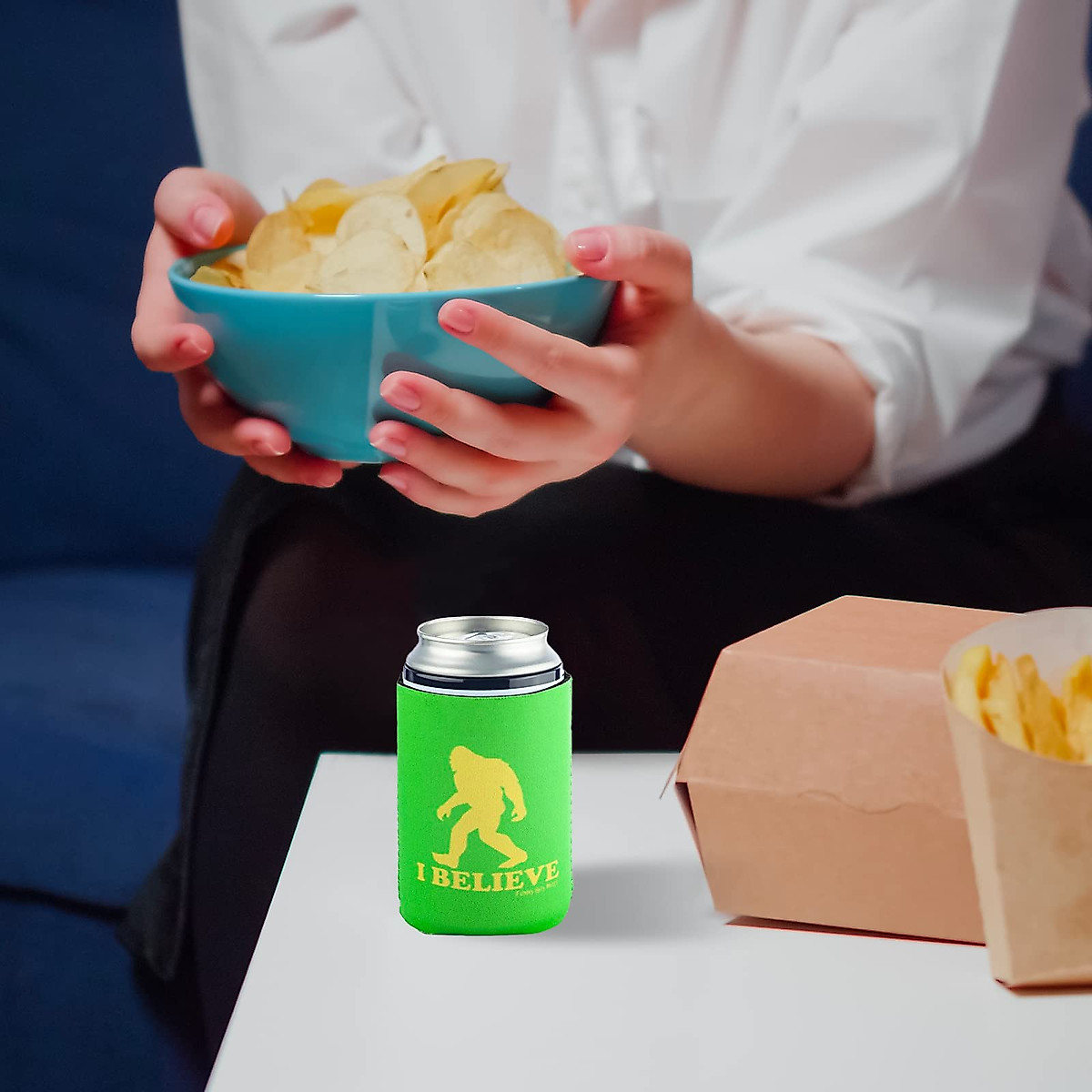 Funny Guy Mugs Sasquatch I Believe Collapsible Neoprene Can Coolie - Drink Cooler