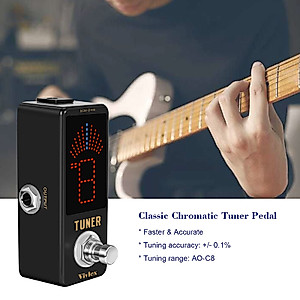 Vivlex Chromatic Tuner Pedal HD LED Display Mini Tuning Pedal for Guitar and Bass High Precision Full Metal Shell with True Bypass