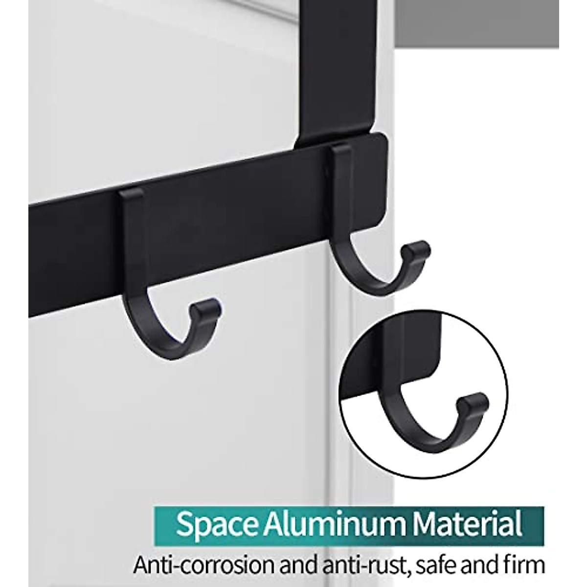 Mdvora 1/2/4 Pack Over Door Hooks, Black/White, Short/Long, Heavy-Duty Over Door Hanger(1pcs Short Black)