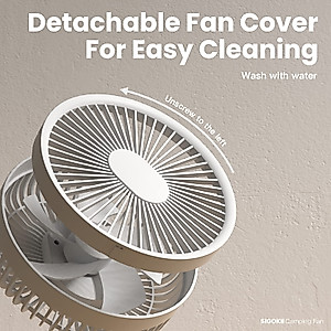 5000mAh Portable Camping Fan with LED Lights, 7 Inch Small Desk Fan Rechargeable Personal Fan, Battery Operated USB Powered Fan with 3 Speeds for Home Office Car RV Picnic Tents Camping Accessories