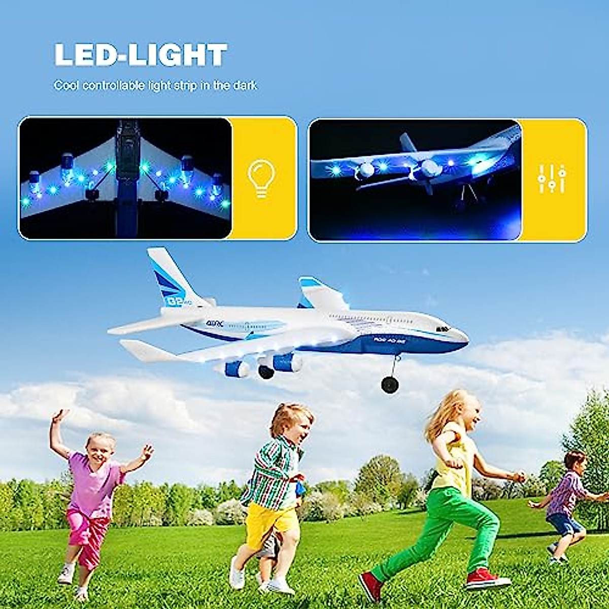 4DRC RC Plane,G2 Remote Control Jet Airplane for Beginners Adult, Ready to Fly Airplane with One Key Aerobatic,LED Light,4-Axis Fighter Jet,2.4Ghz Plane for Kids Boys Girls Beginner,2 Battery