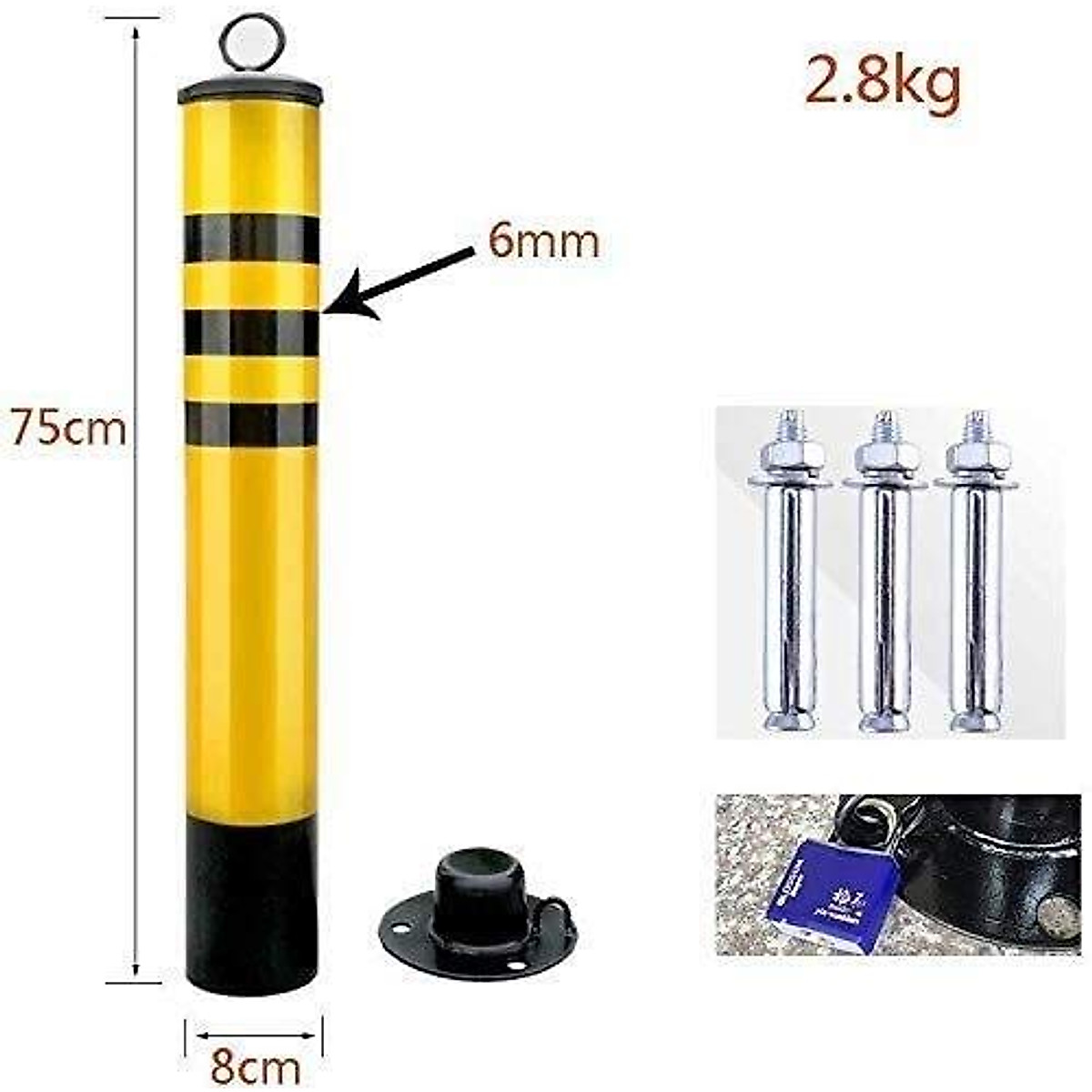 Parking Lock,Parking Barriers Garage Car Parking Lock to Lock Parking Lock Thicker Crash Pile Occupying Parking Spaces to Lock Bollard
