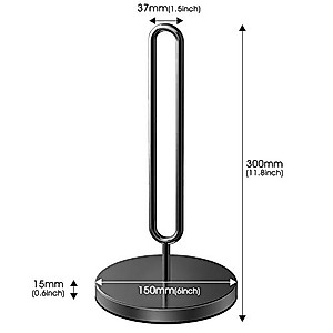 DDF iohEF Black Paper Towel Holders, Stainless Steel Paper Towel Holder, Paper Towel Stand Countertop Dispenser with Weighted Base - fits in Kitchen or for Bathroom