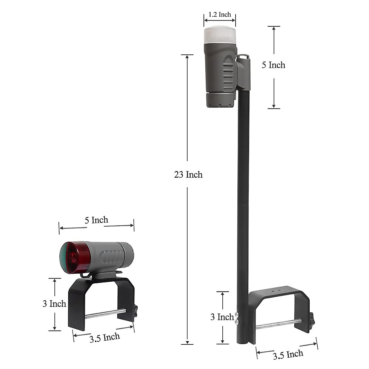 Sebnux Battery Boat Light Bow and Stern Portable Battery Power Boat Navigation Ligt for Pontoon and Small Boat (Grey)