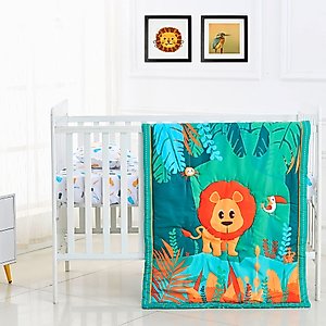 Baby Bees 3 Pieces Safari Park Crib Bedding Sets for Boys & Girls | Baby Bedding Set of Crib Sheet, Quilt for Standard Size Crib