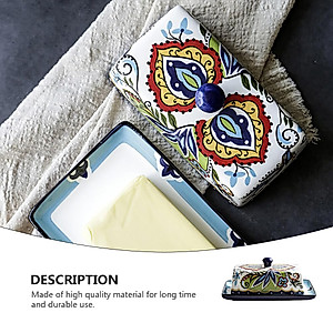 Cabilock Ceramic Butter Dish with Lids Banquet Butter Keeper Porcelain Butter Container Rectangular Food Container for Home and Kitchen