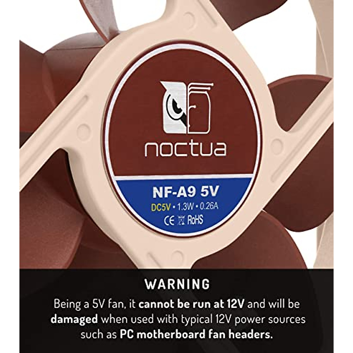 Noctua NF-A9 5V, Premium Quiet Fan with USB Power Adaptor Cable, 3-Pin, 5V Version (92mm, Brown)