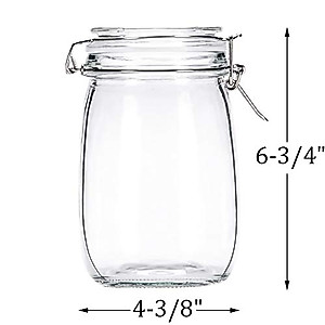 Kingrol 4 Pack 34 Ounces Glass Jars, Wide Mouth Storage Canister Jars with Bail and Trigger Clamp Lids for Pickling, Preserving, Canning, Dry Food Storage (Round)
