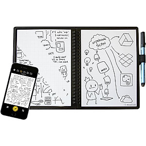 WIPEBOOK MINI SMART REUSABLE SCAN NOTEBOOK - Smart Reusable Mini Whiteboard Notebook - Ruled/Graph (5.8" x 8.25") with Dry Erase Pen | Ideal For Note-Taking & Doodling Charts | Mini 5.8" x 8.25"