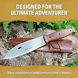 Condor Bushlore Knife | Bushcraft Knife | High Carbon Steel | Walnut Handle | Scandi Grind | Small Fixed Blade Knives | Hand Crafted Leather Sheath | Camp Knife | 3mm Thick | 4.3in Blade | 6.1oz