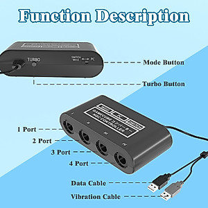 pdobq Gamecube Controller Adapter for Nintendo Switch Gamecube Adapter, Super Smash Bros Gamecube Adapter for Wii u/Switch/PC USB, Support 4 Gamecube Controller and 180cm Long Data Cable