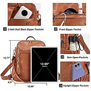 FUDYNMALC Backpack Purses for Women, Fashion Multipurpose Design Handbags and Shoulder Bag, Convertible PU Leather Travel Bag