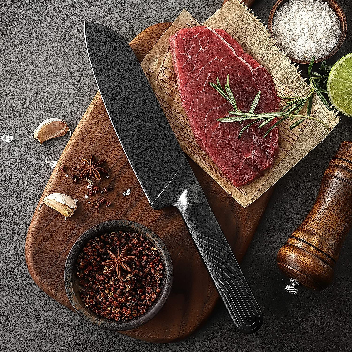 TANSUNG Santoku Knife Ultra Sharp Chef Kitchen Knife Cutting Cooking Knife with Durable Stainless Steel Nonstick Blade Ergonomic Handle for Home Gourmet Restaurant Cooker Gift