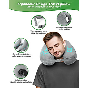 JefDiee Relax in Style with Travel Pillow for Neck, Chin and Head Support with Washable Velour Cover and Sleep Accessories Set, t2