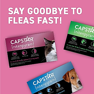 Capstar (nitenpyram) for Cats, Fast-Acting Oral Flea Treatment for Dogs 2-25 lbs, Vet-Recommended Flea Medication Tablets Start Killing Fleas in 30 Minutes, 12 Doses