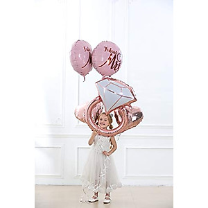 32 inch Diamond Ring Foil Balloon 22inch Rose Gold She Said Yes Balloon Future Mrs Foil Balloons Rose Gold Heart shape Foil Balloon Great for Bridal Shower Bride to be Party Wedding Engagement Decoration (5pcs)