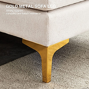 Moxoq 92.9" Modern Leisure L-Shaped Fabric Convertible Modular Sectional Sofa, Reversible Couch with Chaise Lounge for Living Room, Apartment, Office (Beige)