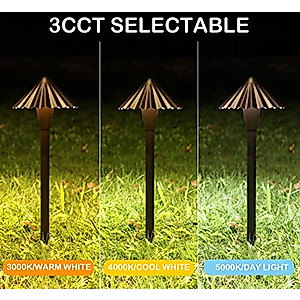 CLOUDY BAY 3000K/4000K/5000K Selectable LED Landscape Pathway Light for Yard Patio,5W 12V~15V AC/DC Low Voltage Path Lighting, Waterproof,6 Pack