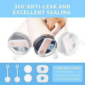 6Pcs Silicone Spill Proof Stopper for Stanley Cup 2.0 40oz/30oz Tumbler Leakproof Spill Stopper Set - 2 Straw Cover Sets, 2 Square Spill Stoppers,2 Round Leak Stoppers (6 PCS transparent)