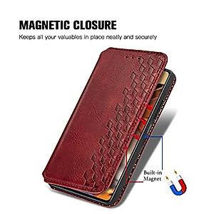 YukeTop Case for Oppo Reno2 Z, PU Leather Flip Folio Wallet Cover, with Card Slots, Case Cover for Oppo Reno2 Z.(Red)