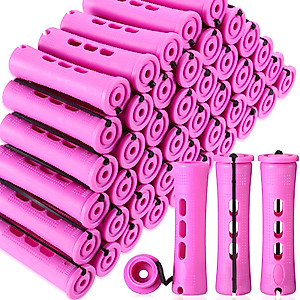 WILLBOND 60 Pcs Perm Rods Natural Long Short Hair Perm Rods with Elastic Rubber Band Non Slip Plastic Perming Cold Wave Rod Kit for Women girls Hairdressing Styling Tool