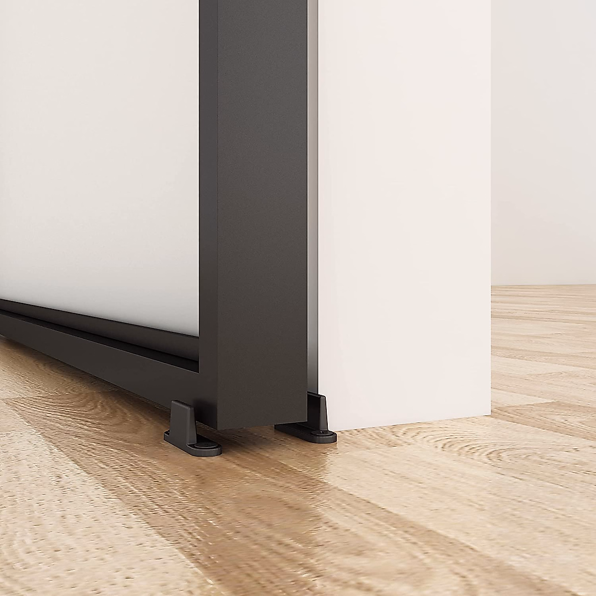 BARNSMITH 30in x 84in Frosted Glass Barn Door with 5FT Top Mounted Hardware kit Include Soft Close Mechanism Black Carbon Steel Tempered Frosted Glass Sliding Door,Assemble Required Easy Installation