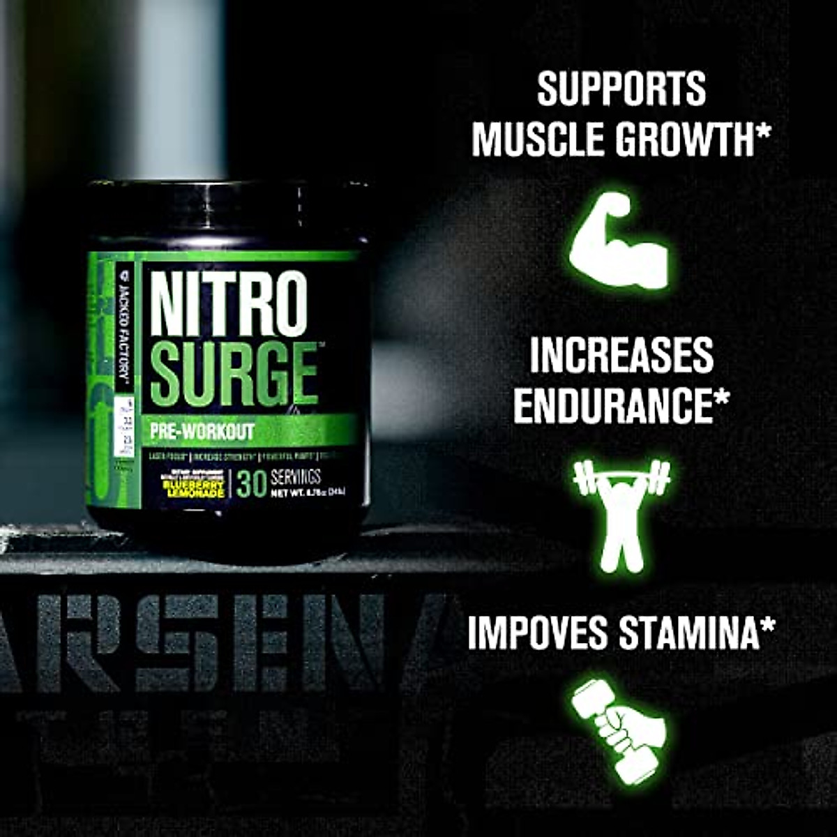Nitrosurge Pre-Workout & Creatine Monohydrate - Pre Workout Powder with Creatine for Muscle Growth, Increased Strength, Endless Energy, Intense Pumps - Arctic White Preworkout & Unflavored Creatine
