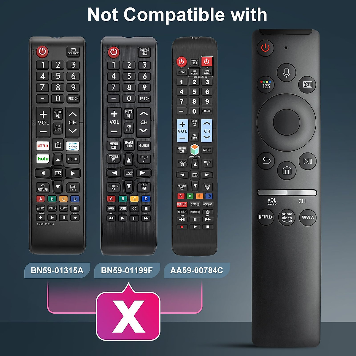 Voice Remote for Samsung Smart TV QLED UHD Frame Curved Solar 4K 8K Q60 Q70 Q80 Q90 8 Series 9 Series TU8000 AU8000 CU7000 CU8000 Voice Remote Control Replacement