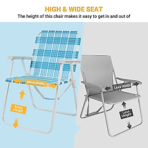 #WEJOY Folding Webbed Lawn Beach Chair,High Back Seat Backpack Portable Lightweight Chairs+High Back Folding Beach Chair,Lightweight Camping Lawn Chairs for Adults with Hard Arm,Headrest,Pocket
