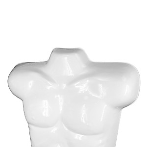 SSWBasics Economy Male White Plastic Countertop Mannequin - Fits Men's Sizes S-L