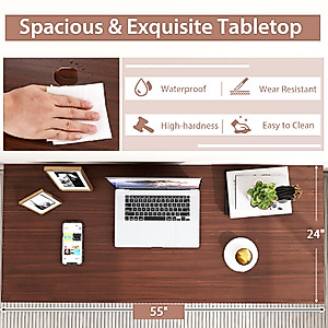 COSTWAY 4.5FT Conference Table, 55” x 24” Large Meeting Room Table W/Heavy Duty Steel Frame, Modern Computer Desk for Home, Office, Conference Room, Easy Assembly (1)