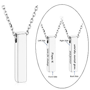 PiercingJ Free Engraving Personalized Custom Stainless Steel Urn Memorial Pendant Bar Necklace Bottle Locket Memorial Necklace Ashes Keepsake Cremation Jewelry