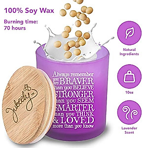 Inspirational Lavender Scented Candles for Women - Get Well Soon Candles Gifts for Women - Thinking of You Gifts for Women (Always Remember You are Braver)