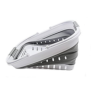 SAMMART 30L (8 Gallon) Collapsible Tub with Handle - Portable Outdoor Picnic Basket/Crater - Foldable Shopping Bag - Space Saving Storage Container (White/Grey, 1)