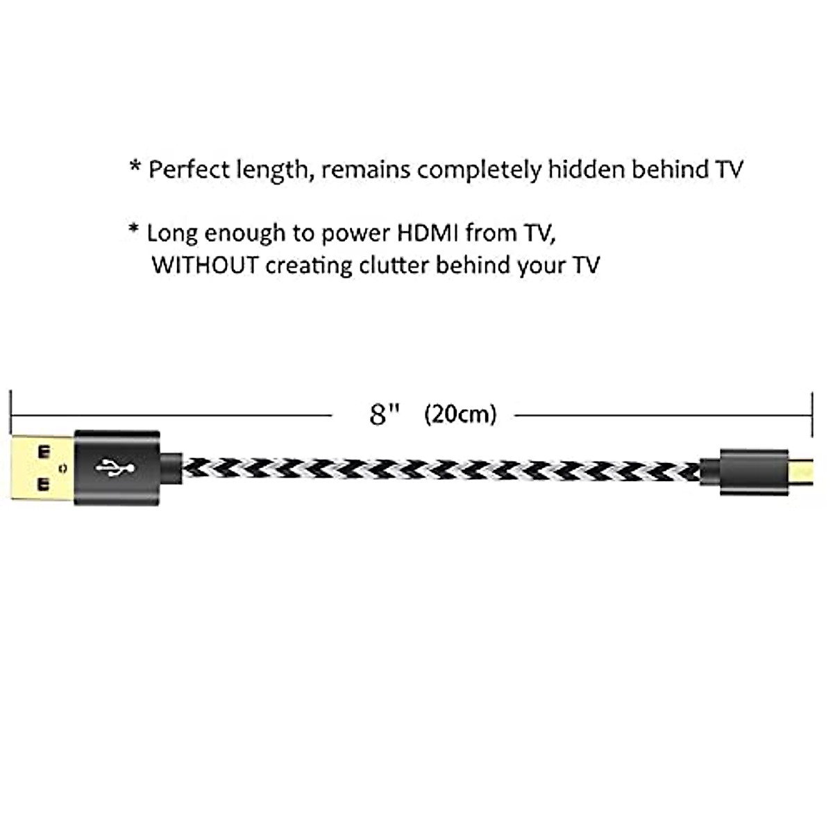 USB Cable for Fire Stick, Micro USB Power Cable for Amazon Fire Stick, Power up Your Fire Stick from Your TV's USB Port, Chromecast, Roku Stick, TiVo Stream 4K, 2 Pack