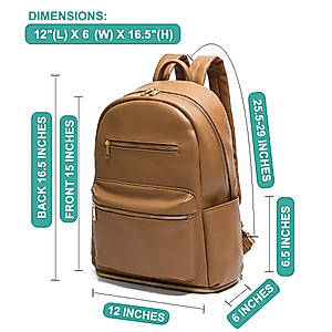 MOMINSIDE Small Diaper Bag Backpack, 13 Pockets Leather Mini Baby Bag Backpack, Breast Pump Bag, 13 Inch Laptop Sleeve, 2 Insulated Pockets, Bottom Compartment, Brown