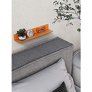 Weronique Floating Shelves Small Acrylic Shelf with 2 Installations Wall Mounted Thicker Display Shelves Set of 2 for Smart Speaker/Action Figures/Security Camera, with Cable Clips, Neon Orange
