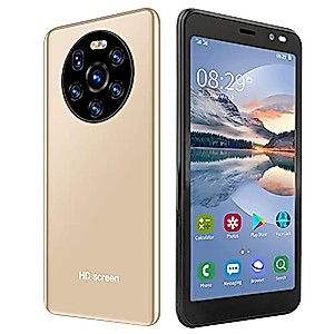 5.45in HD Full Screen Cell Phones, Mate40 Pro Dual Card Dual Standby Smartphones, 512MB+4GB Android4.4.2 Smart Phone, MTK6572 DualCore CPU, Face Recognition Unlocking(Gold)