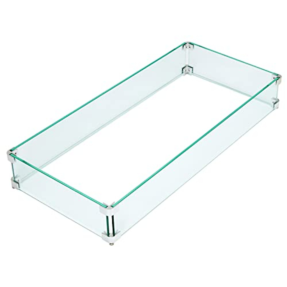 HOMREST Fire Pit Wind Guard Rectangular, 33"x15.35"x4.72" Tempered Glass Flame Guard, Fire Pit Table Wind Guard Fence for Rectangular Outdoor Patio, Clear HD Glass 0.39 Inch Thick