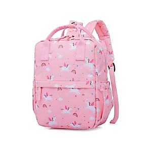 Cute Preschool Backpack Toddler School Book Bag for Girls Boys Kids Kindergarten Nursery Travel Bag with Chest Strap(12inch, Pink Unicorn)