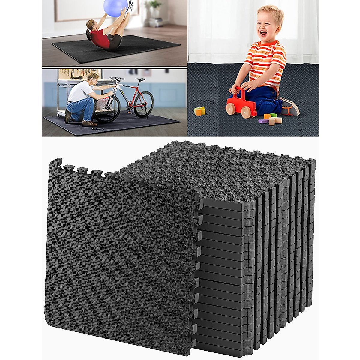 Kangler Puzzle Exercise Mat, 20 Tiles Foam Interlocking Exercise Mats - Floor Tiles for Gym Equipment and Cushion for Workouts